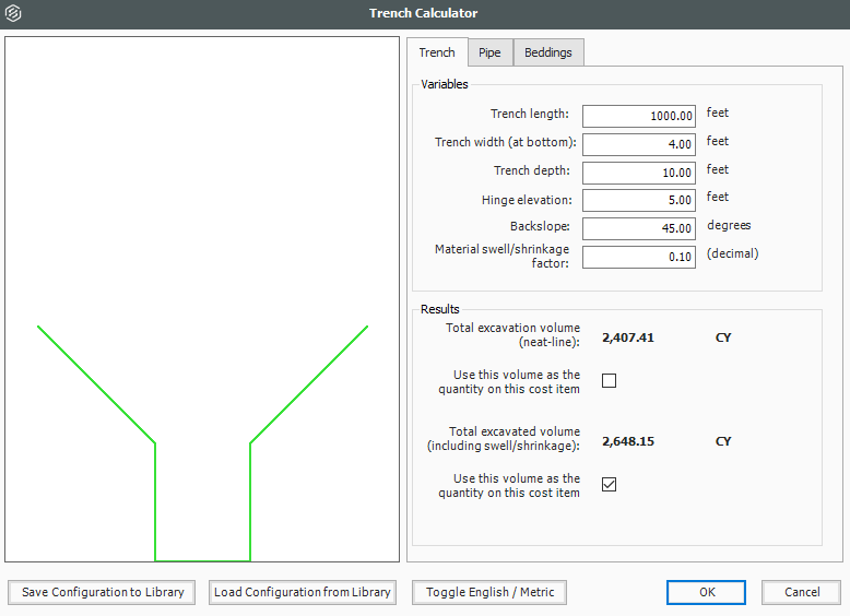 InEight Estimate on Premise - Trench Calculator