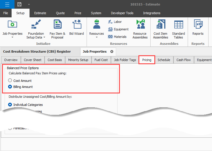 Bid pricing using billing rates