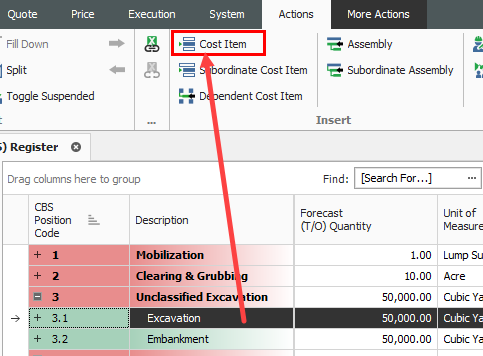 Cost Item Creation