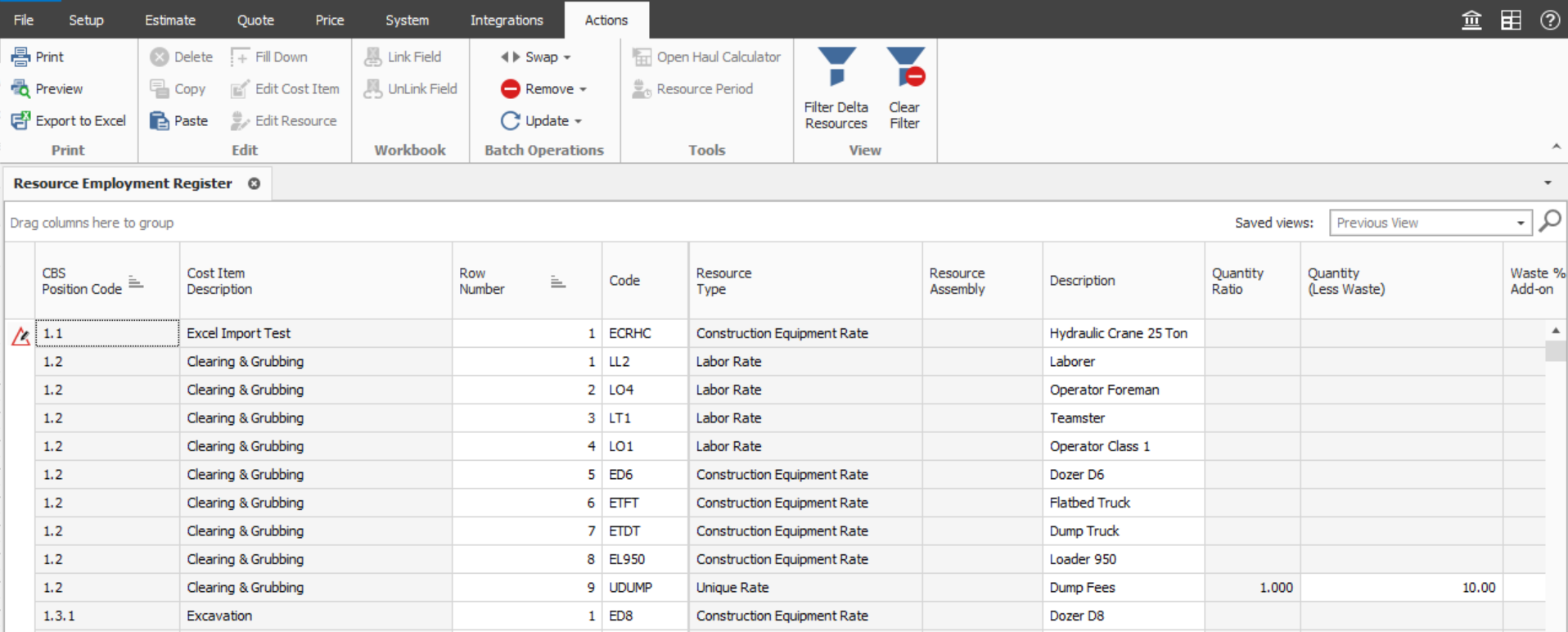 Resource Employment Register