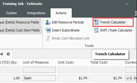 InEight Estimate on Premise - Trench Calculator