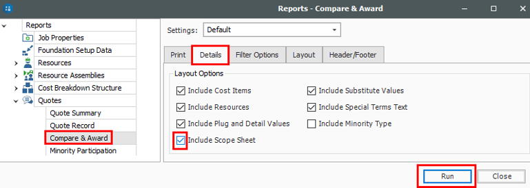 InEight Estimate - Quote Comparison and Award Reports