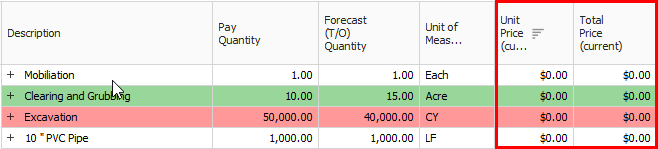 InEight Estimate - Spread Target Price Over Pay Items