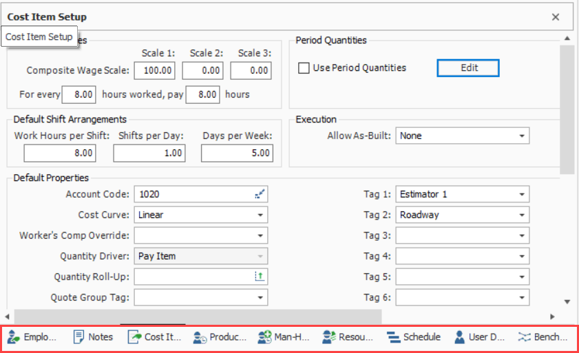InEight Estimate - Cost item details