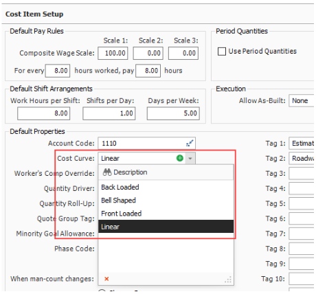 InEight Estimate - Cost item setup