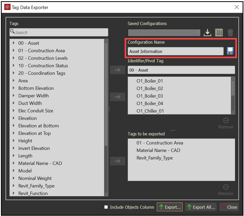 InEight Model - Tag Data Exporter