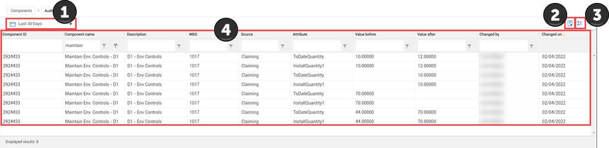 InEight Plan - Component Audit Log