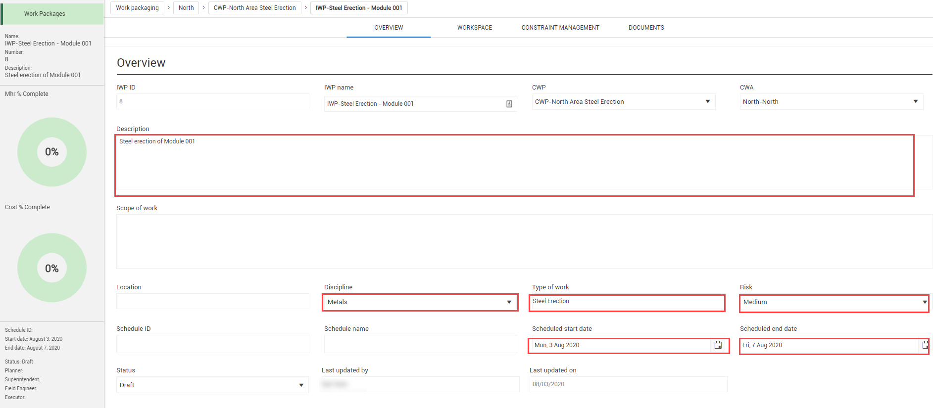 Installation Work Package Details