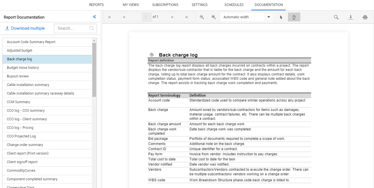 InEight Report Release Notes