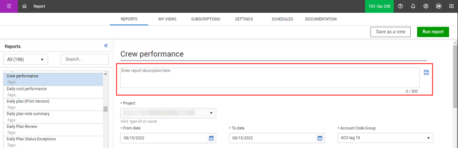 InEight Report Release Notes