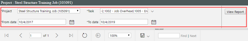 InEight Report - Report Execution tab