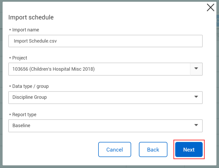 InEight Report - Schedules Tab