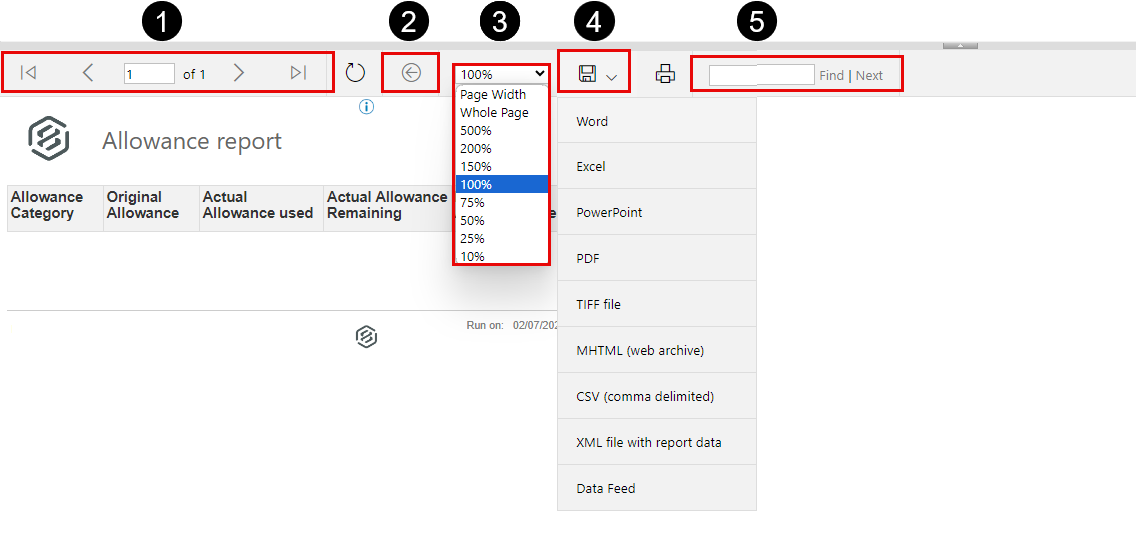 InEight Report - Report Execution tab