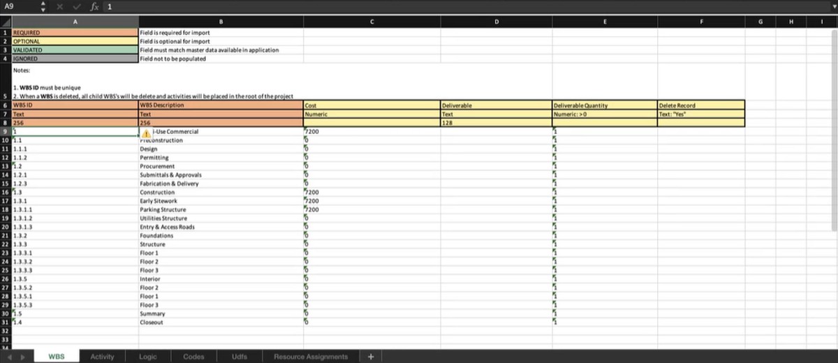 InEight Schedule - Excel Export