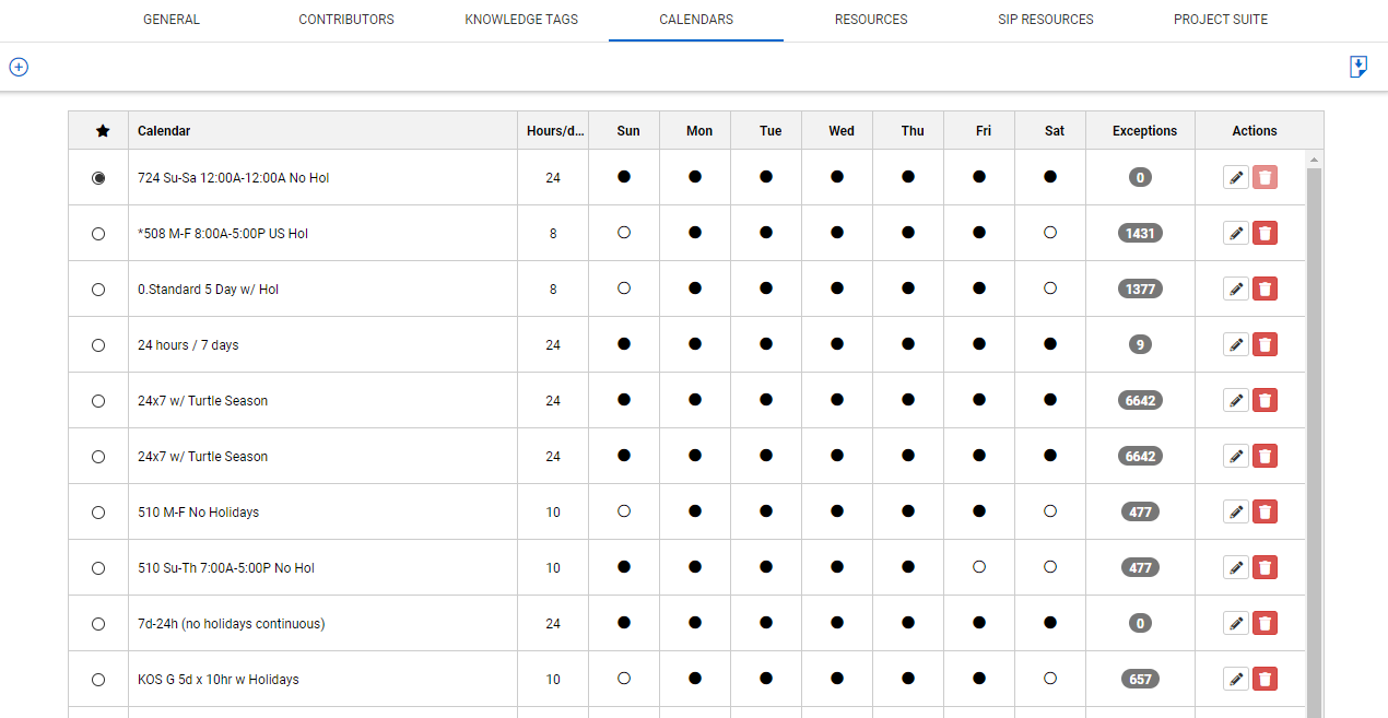 Schedule Configuration Settings