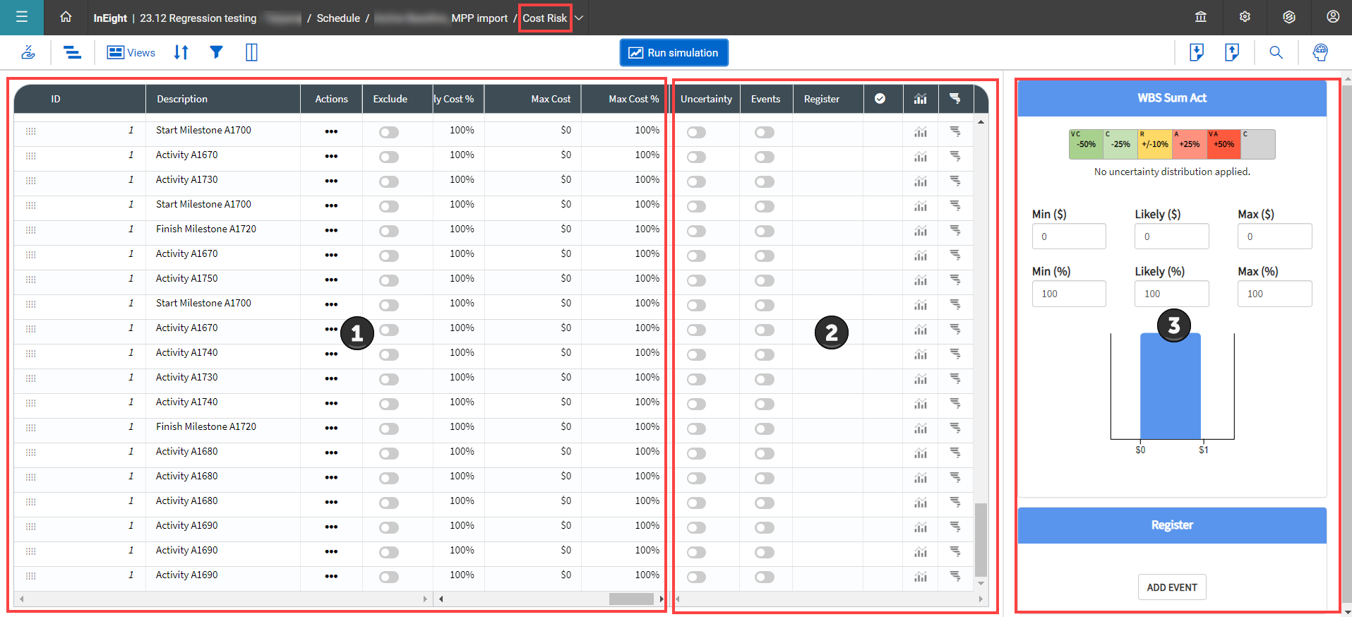 InEight Schedule - Cost Risk View