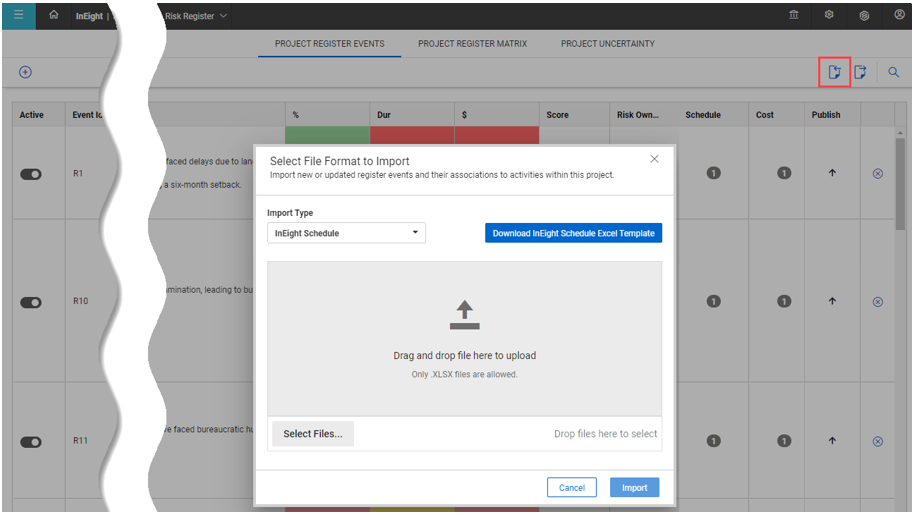 InEight Schedule - Risk Register View