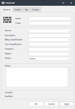 Create new material resource