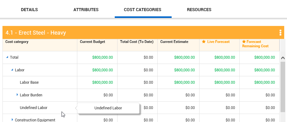 InEight Control - Cost Item Details
