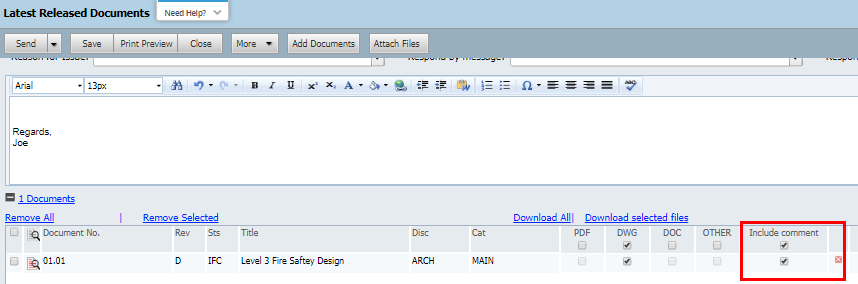 Creating and Sending Transmittals