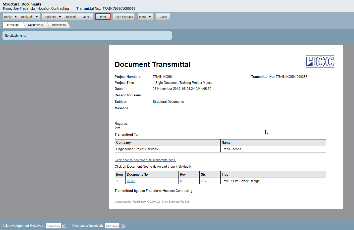 Creating and Sending Transmittals