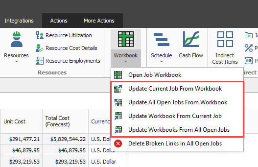 Linking to the Job Workbook