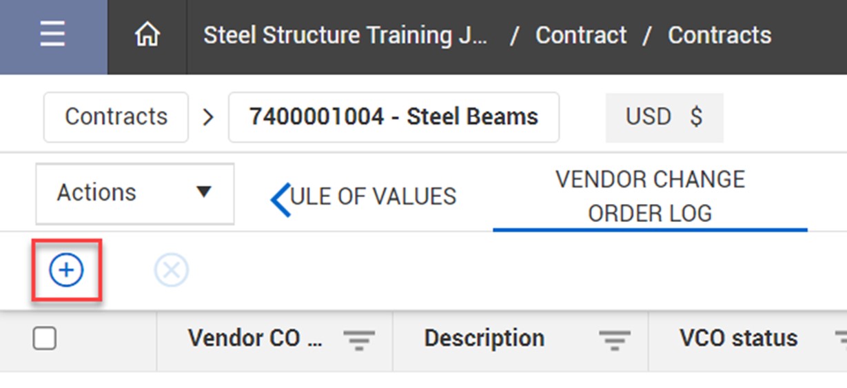 Create an Issue from a vendor change order