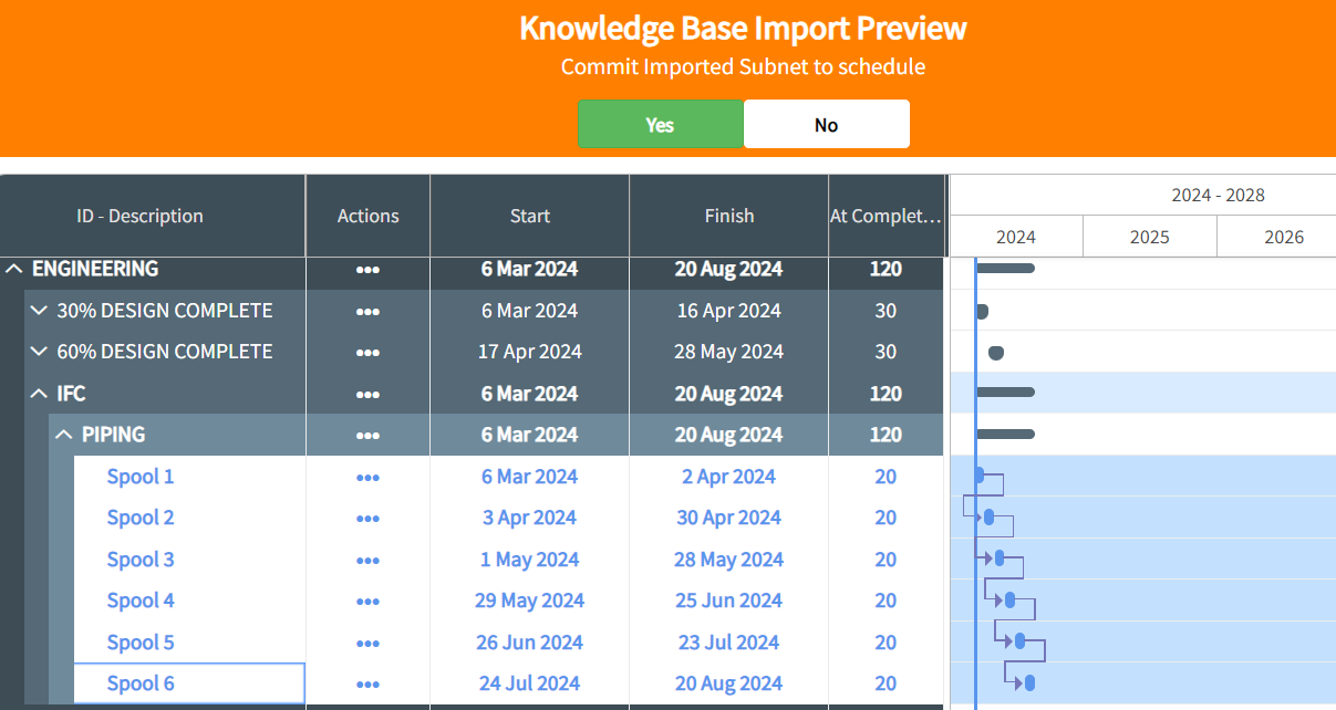 Import AI-Driven Suggestions from InEight Schedule