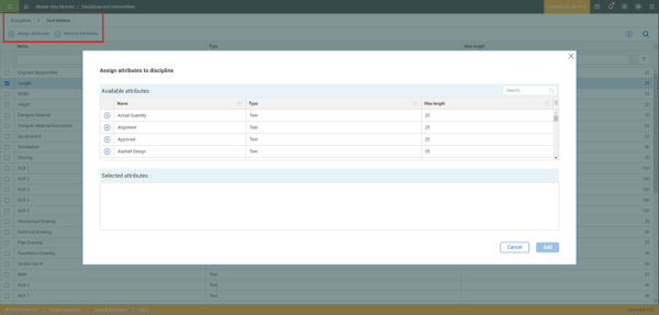 InEight Platform - Disciplines and commodities