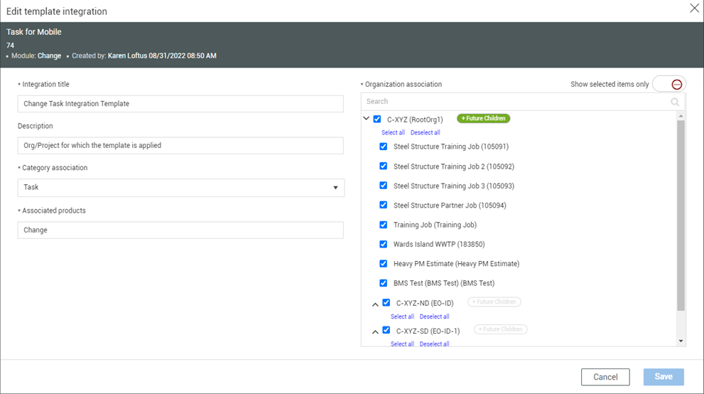 Template integrations
