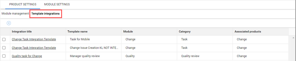 Template integrations