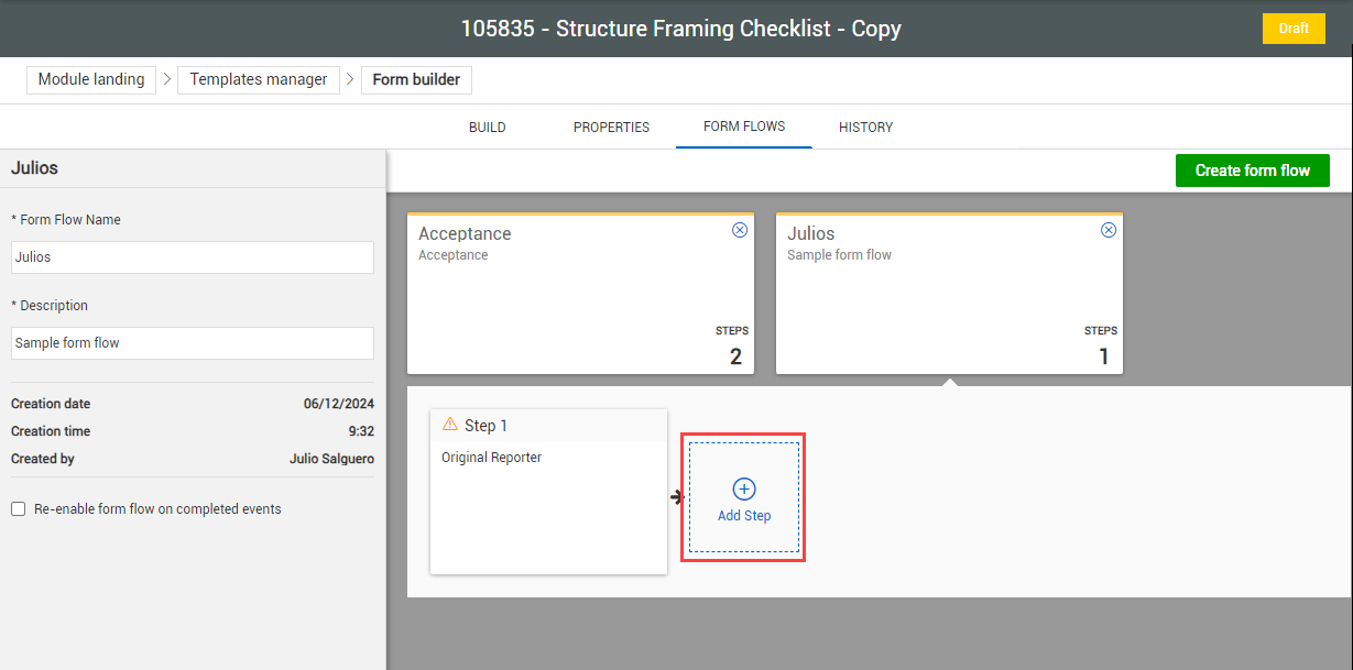 Setup additional form flow steps