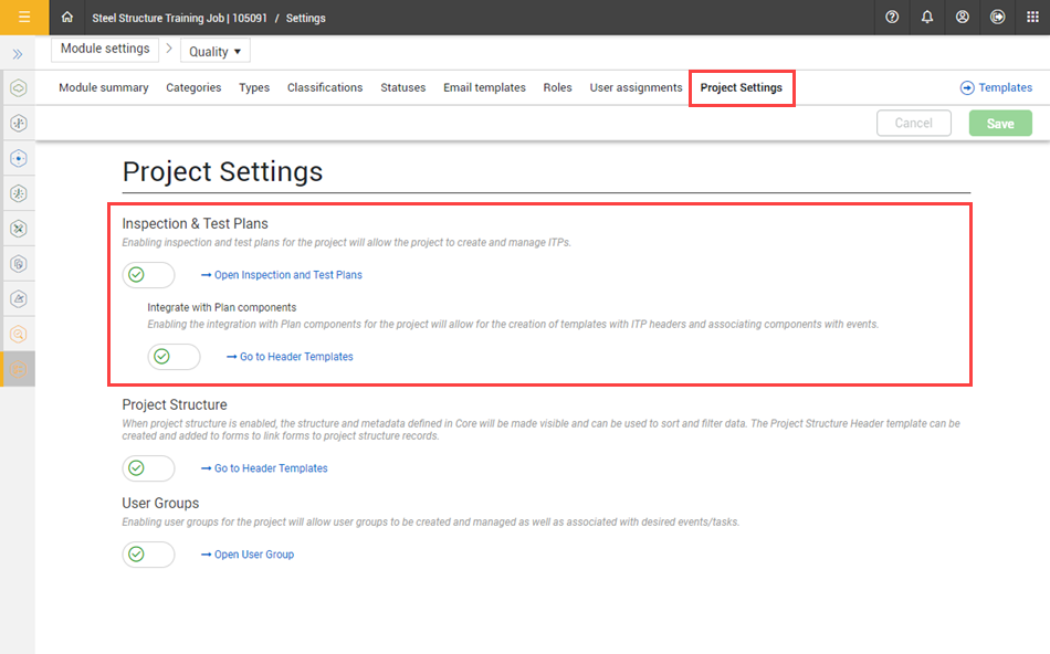 Configure ITPs At The Project Level