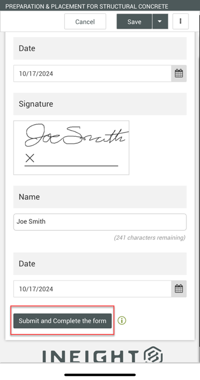 InEight Completions - Complete a Form or Task